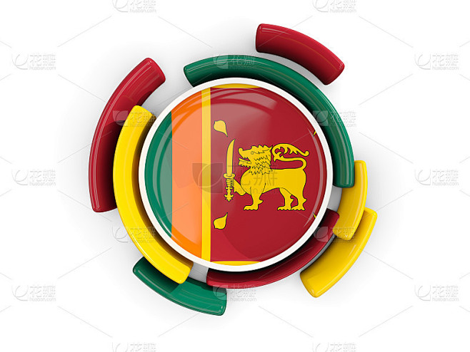 斯里兰卡圆形旗，有彩色图案