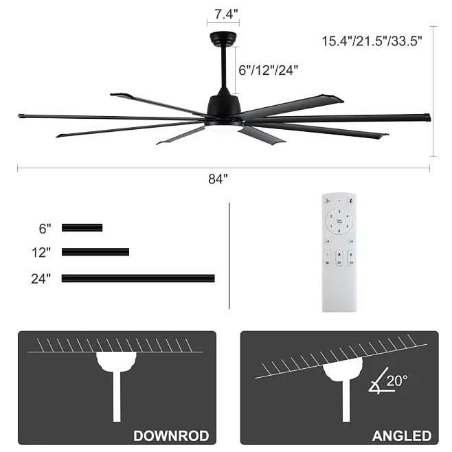 Amazon.com: Minislak 84 Inch Industrial Ceiling Fan with Light and ...