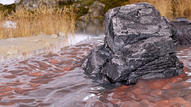 3D animation CGI houdini Landscape product rocks simulation smoke wat