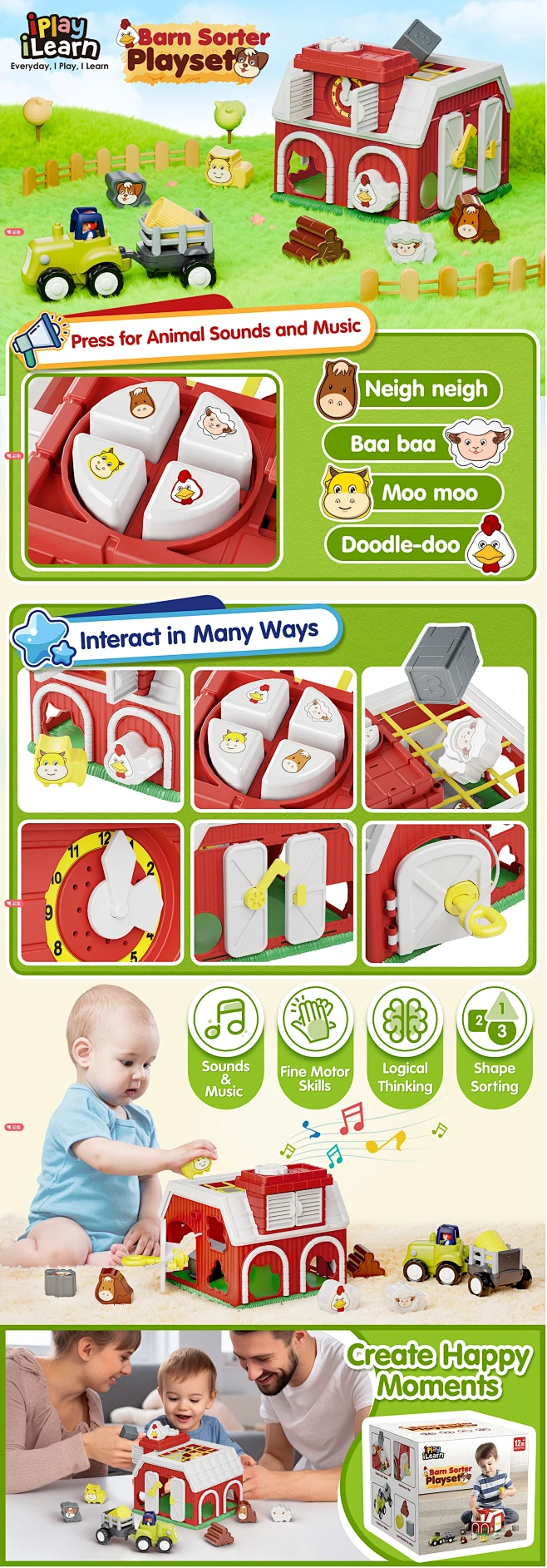 Amazon.com: iPlay, iLearn Shape Sorter Baby Toys for 1 Year Old Boys ...