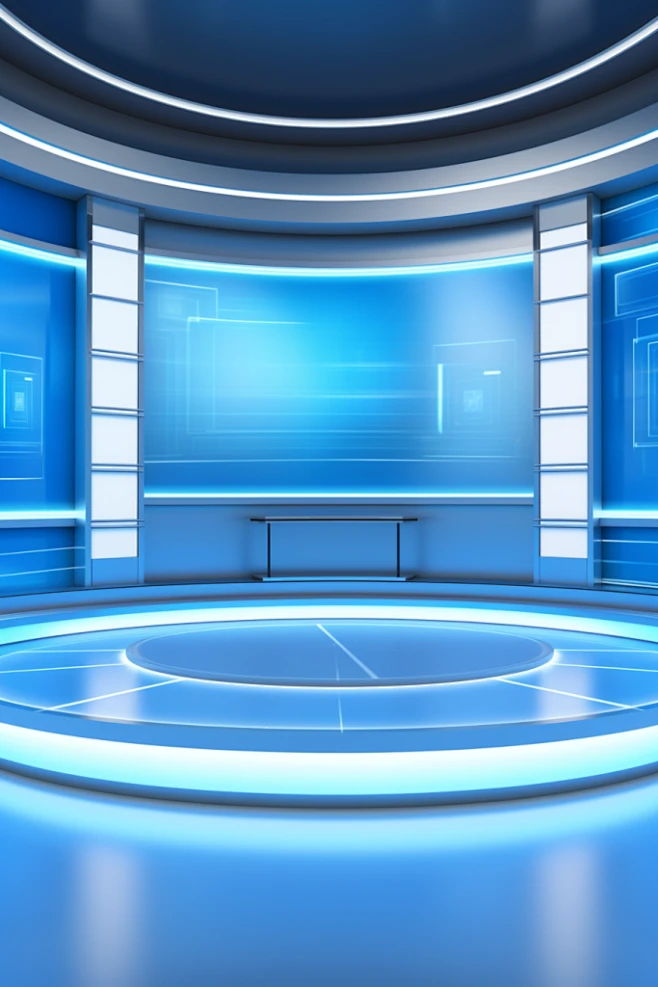 蓝色未来科技风电商展台场景背景图-花瓣网