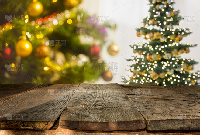 桌子,圣诞树,背景,前景聚焦,圆形,图像特效,水平画幅,木制,秋天
