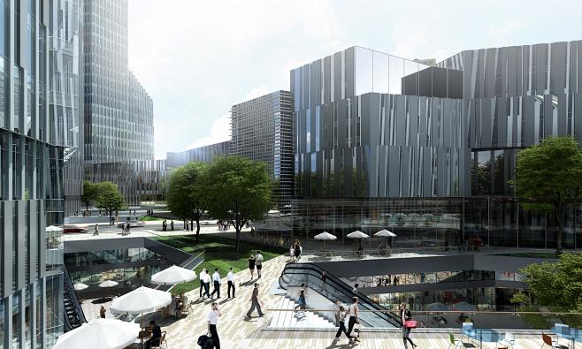 K2新华路项目 : 项目将文化及商业零售设施融合在办公环境中，创造独特的城市绿洲。设计概念源自延绵山景，以层迭地势演绎绿化园林、山洞和瀑布 ...