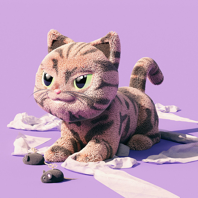 3D animals c4d Cat characters cinema4d cute ILLUSTRATION photoshop Zbrush