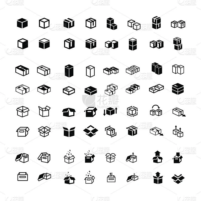 盒子图标设置64项素材-花瓣网