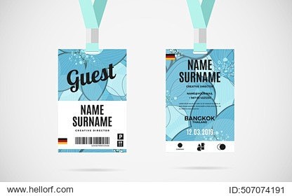 Event Guest id card set with lanyard. vector design and text template ...