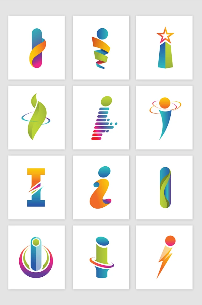 I字母标志logo矢量设计图形-花瓣网