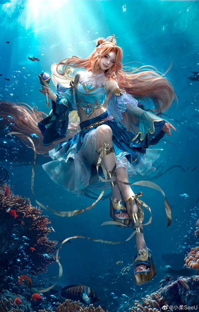 #英雄联盟海之歌皮肤##萨勒芬妮# 萨勒芬妮cos：小柔SeeU 摄影：@MirrorStudio風牙 后期：@-冥音- 相机 ...