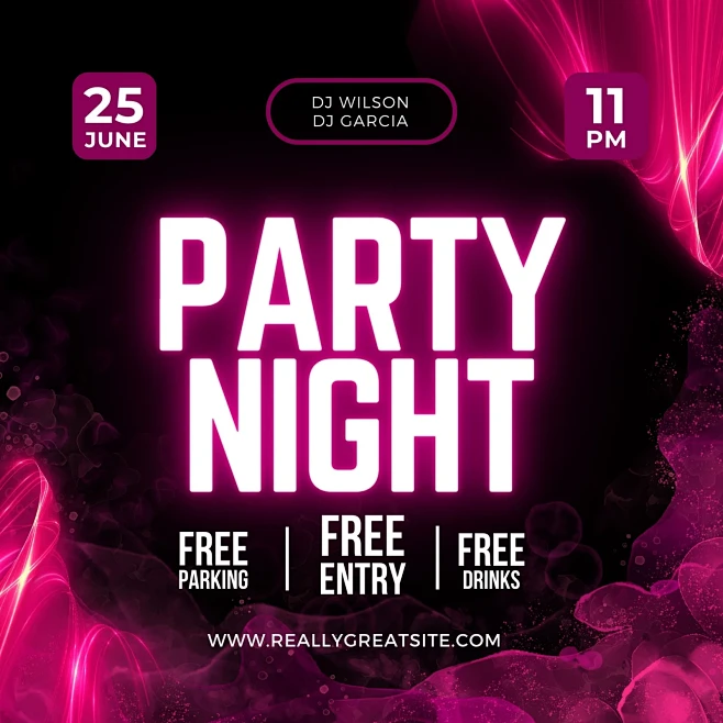 Pink Black Bold Type Maximalism Club Party Square Instagram Post