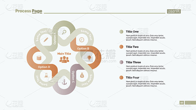 四个选项部分幻灯片模板