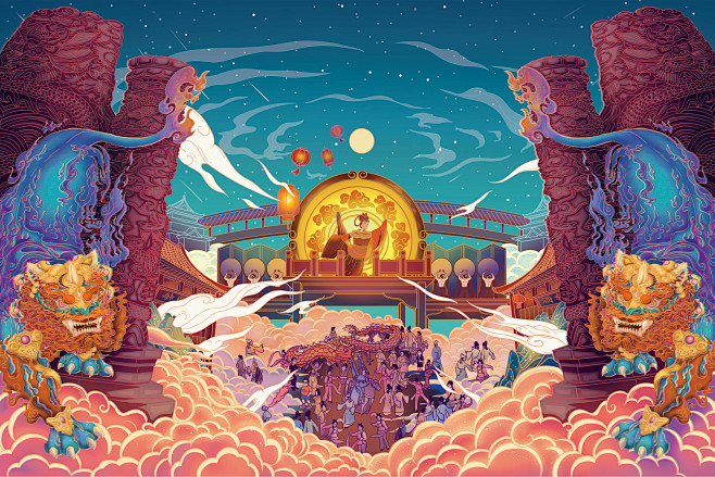 盛世长歌 %7C月饼插画 %7C秃然猫君&GOOGOL古戈品牌咨