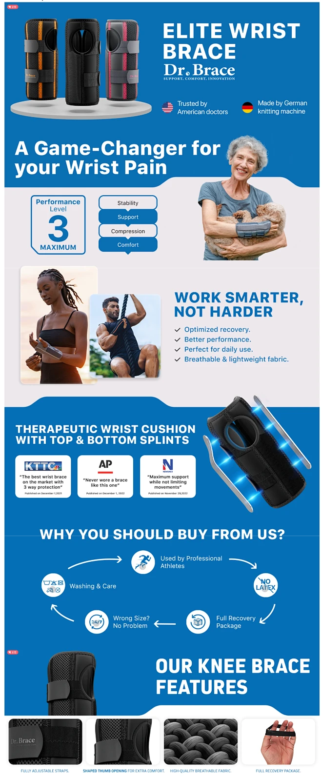 Amazon.com: DR. BRACE Adjustable Wrist Brace Night Support for Carpal Tunnel, FSA & HSA Eligible ...