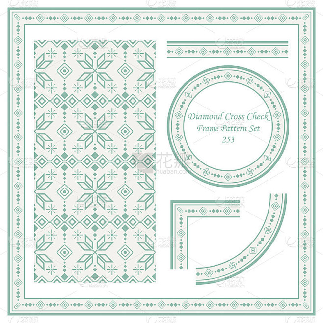 古董框架模式设置253钻石十字检查