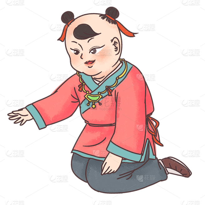 中国风 人物贴纸 男孩 3558