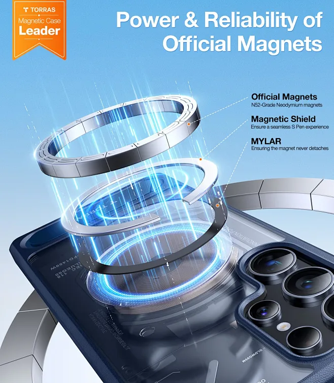 Amazon.com: TORRAS Strong Magnetic & Seamless Stand for Samsung Galaxy S25 Ultra Case, Fit for ...