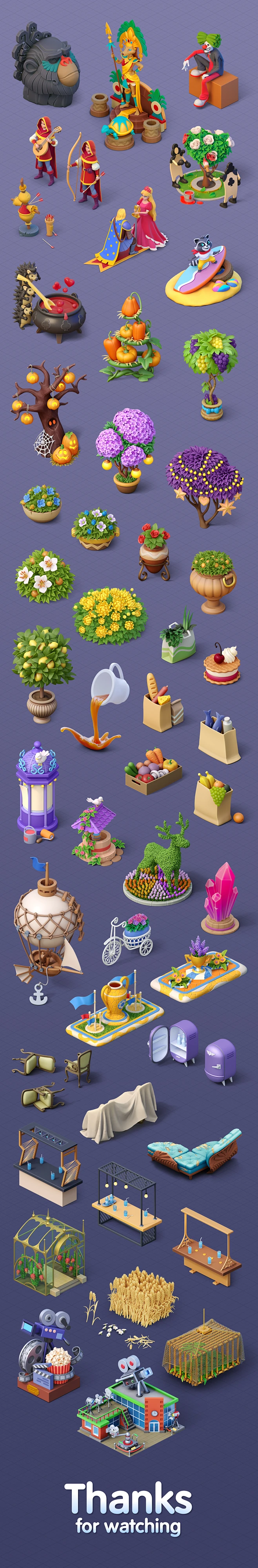 Isometric props for Playrix-花瓣网
