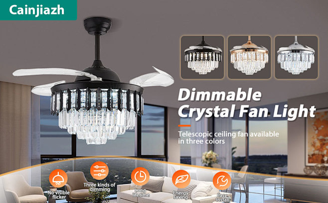 Dimmable Crystal Fan Light