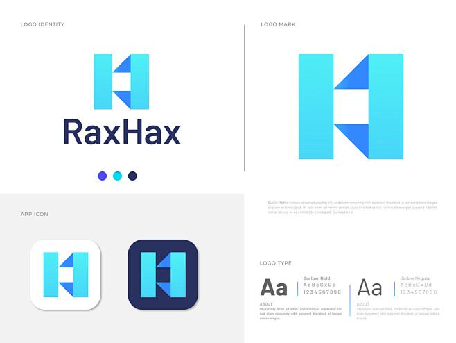 RaxHax (R+H) Latter Logo Design Concept