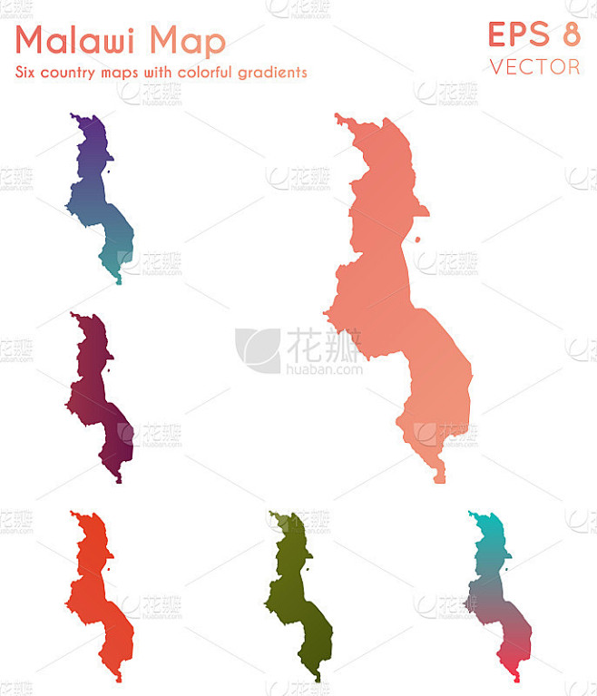 地图马拉维与美丽的梯度。