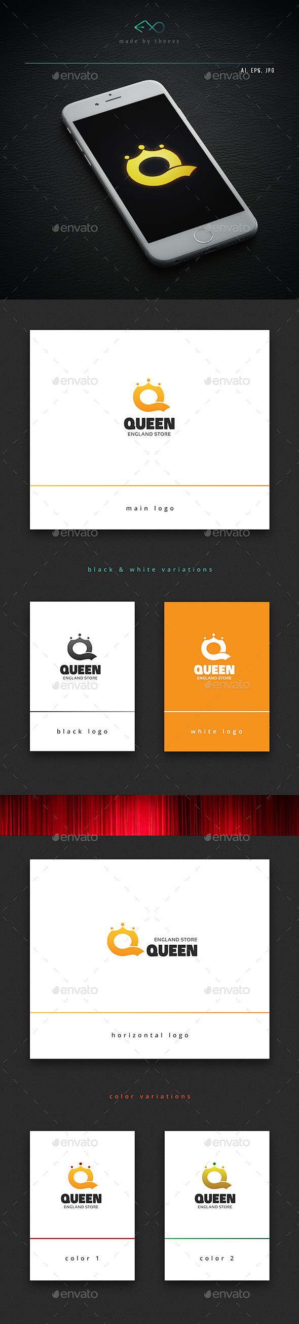 女王——字母标志模板Queen - Letters Logo Templates帐户,程序,才华横溢,咖啡馆,俱乐部,冠状头饰,创造力,皇冠 ...