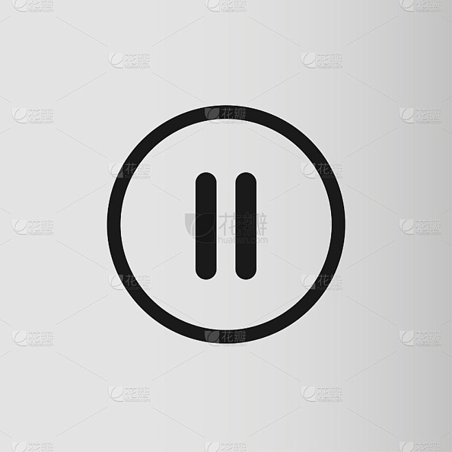 Pause button sign. Flat style icon on gray backgro