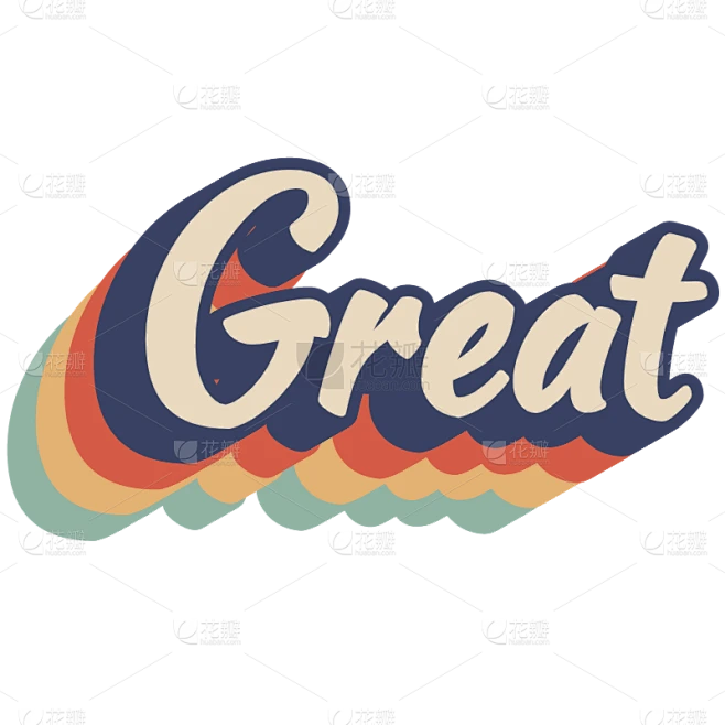 Retro Colorful Text Sticker素材-花瓣网