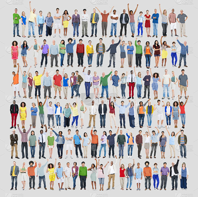 不同种族微笑的人的插图