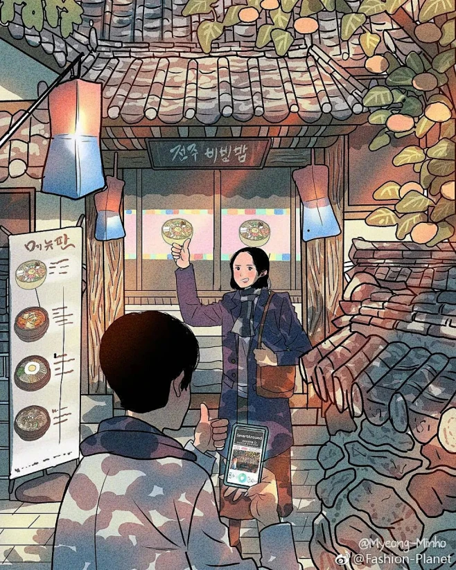 【韩国画师Myeong-Minho情侣插画作品】-花瓣网