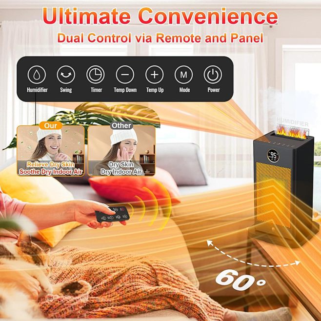 Amazon.com: 3-in-1 Space Heater with Humidifier, Space Heaters for ...