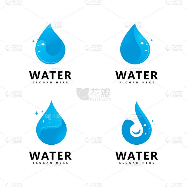 Aqua water标志设计。水滴矢量标志素材-花瓣网
