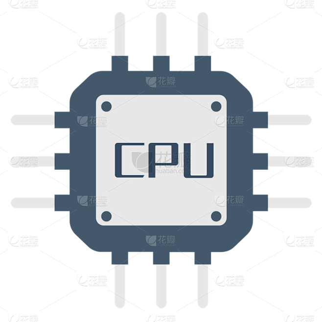 手绘扁平CPU互联网元素