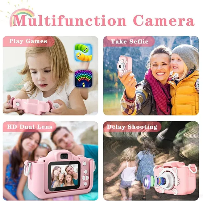 Children's Digital Camera 2.0 Inch Screen HD Dual Lens Digital Video ...