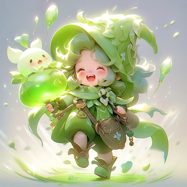 A girl, adorable summoner, summoning sprites, diverse outfits, varied ...