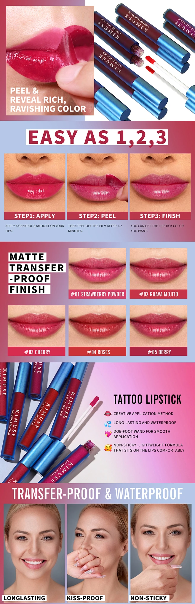 TATTOO LIPSTICK 纹身口红 KIMUSE-KS817 撕拉唇釉亚马逊A+ 详情页（合并）-花瓣网