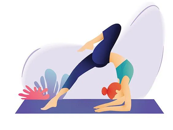 Poetic and contrasting yoga 2d character web illustration new year 2019 ...