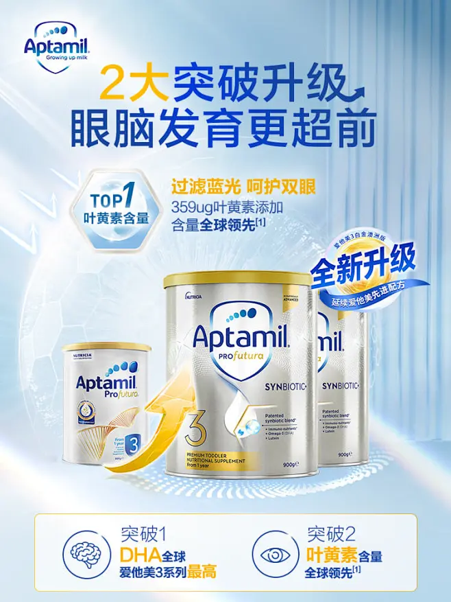 爱他美白金澳洲版全新升级DHA叶黄素配方奶粉3段900g1岁以上*双罐-tmall.hk天猫国际-花瓣网