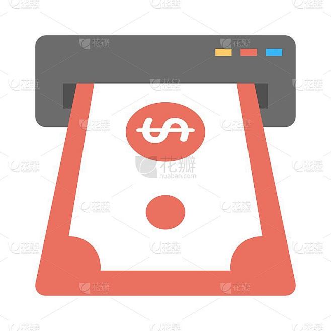 从自动取款机取钱。美元符号。银行、金融的概念。平的图标说明。