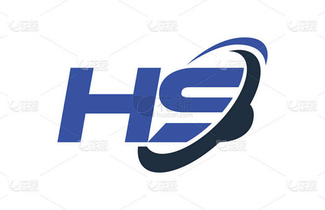 Hs 徽标旋风椭圆蓝色字母矢量概念