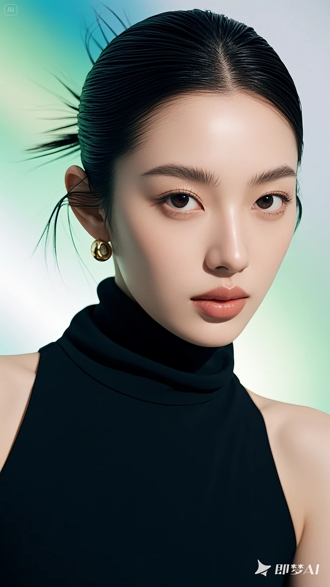 jimeng-2025-05-30-916-超高清，超细腻，超写实，美丽女模特，五官精致，眼部精致，眼睛坚定有神，妆发精致，微雕皮肤细腻光泽 ...