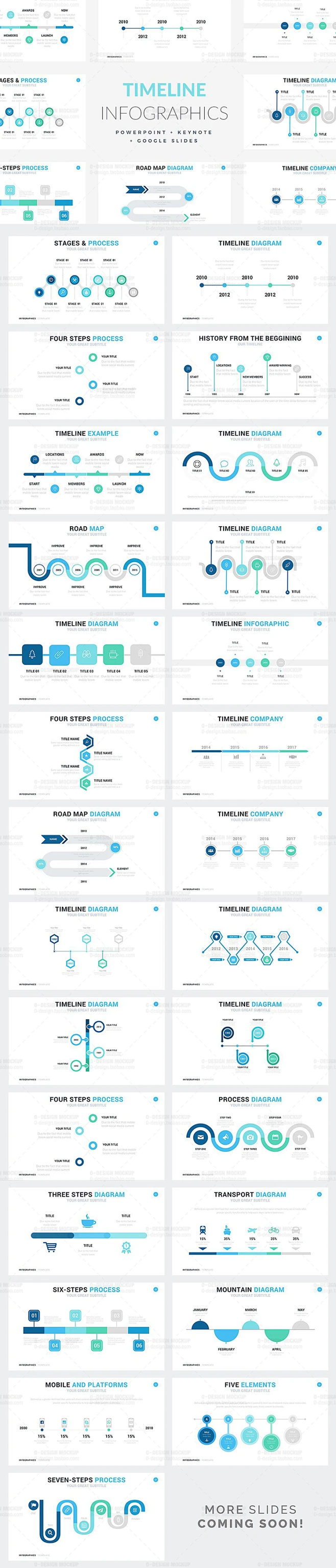 Timeline Templates 多样式时间轴节点数据图表PPT演示文稿模版-淘宝网-花瓣网