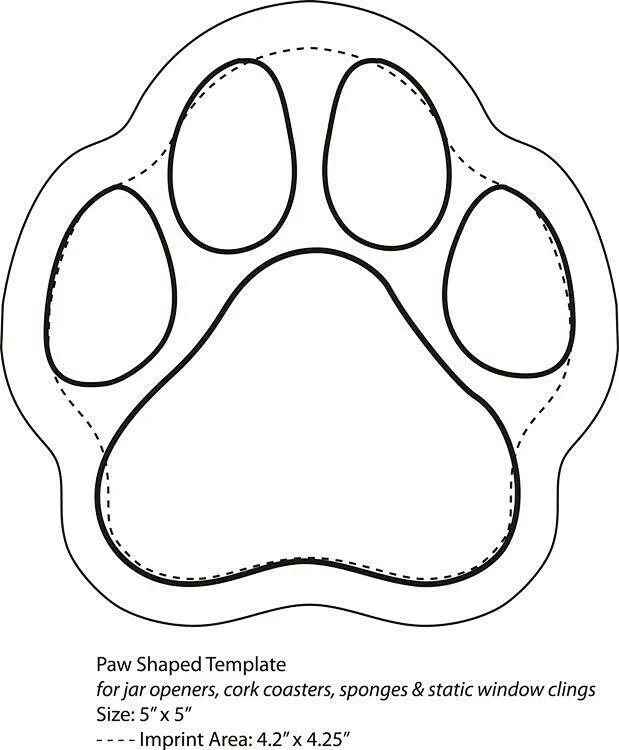 an animal paw printable template for a dog's paw shape, with the size ...