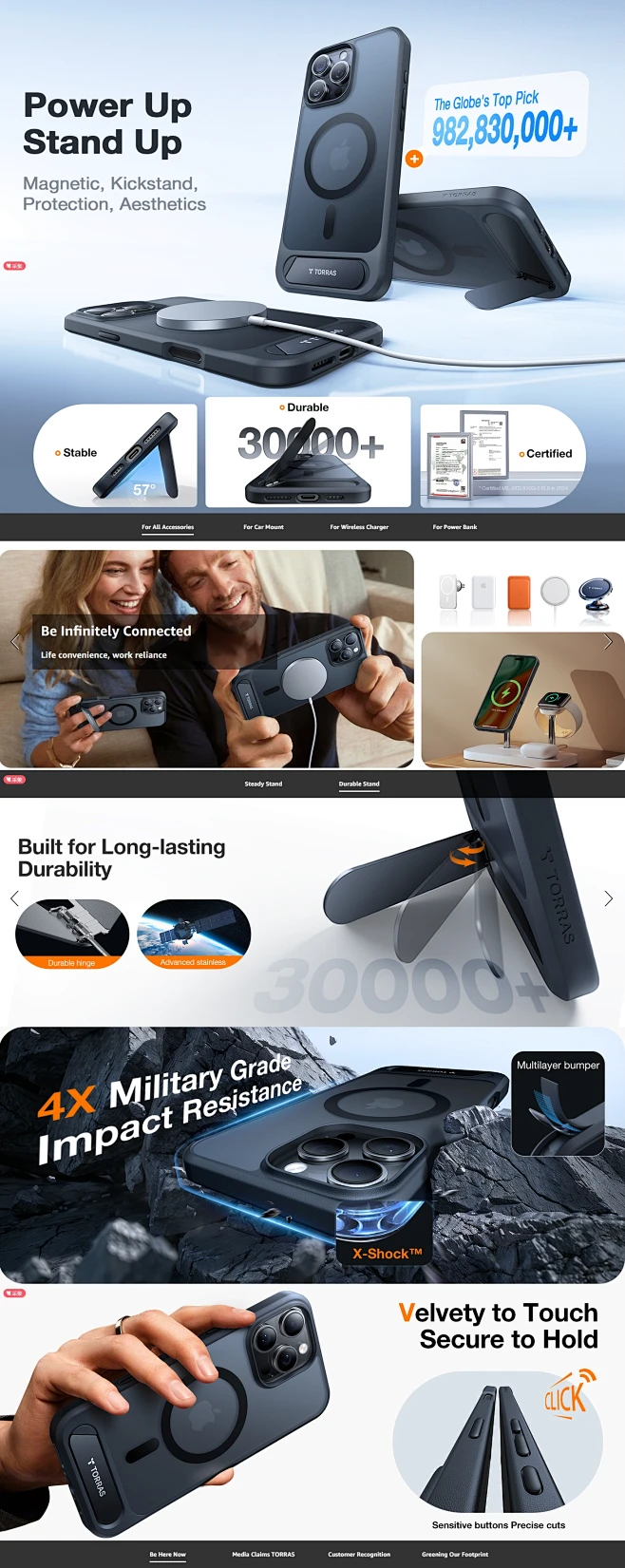 Amazon.com: TORRAS Strong Magnetic & Seamless Stand for iPhone 16 Pro ...
