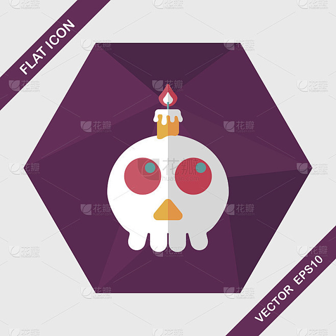 Skeleton flat icon with long shadow,eps10