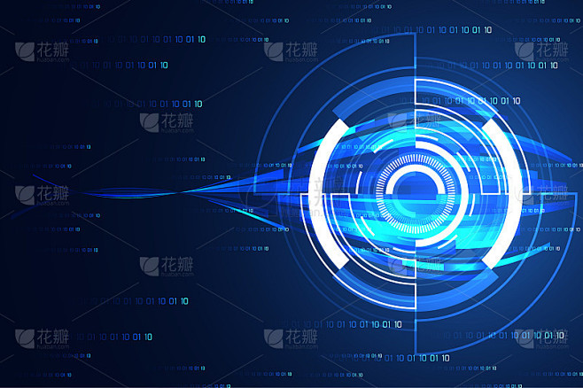 现代圆未来的抽象技术概念是以二元高科技为背景的