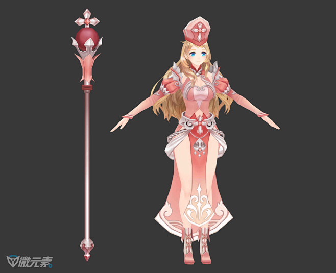 KR-Frey 芙莱儿 全时装 美女 二次元 牧师 法师 泳装 婚纱 裙子 法杖-独立角色-微元素 - Element3ds.com!