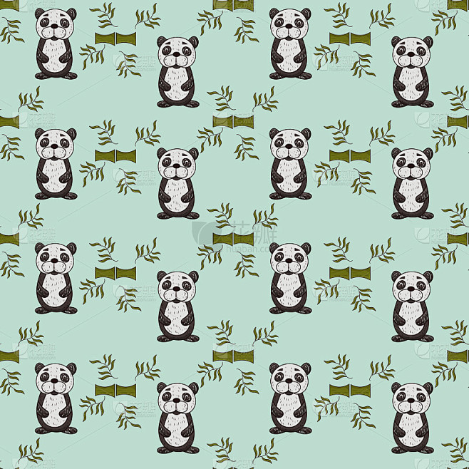 seamless pattern illustration_3_cute Panda painted