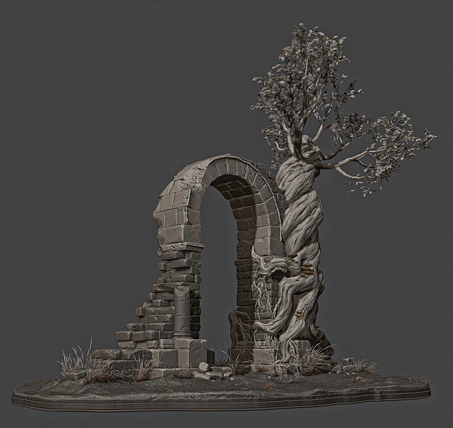 Ruins and Tree-花瓣网