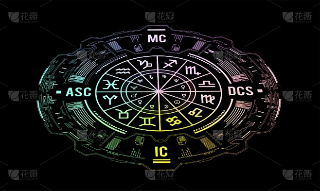 Astrology vector background. Example of the natal 素材-花瓣网