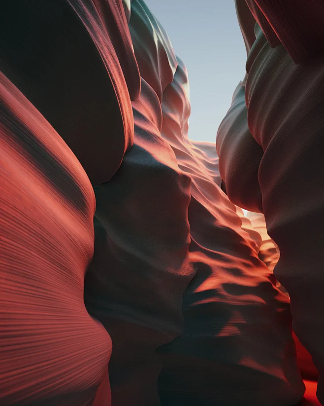 3D canyon houdini Nature organic redshift Sun-花瓣网