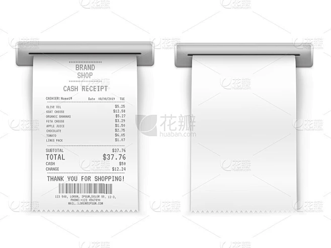 销售打印收据，购物纸账单atm矢量模型素材-花瓣网